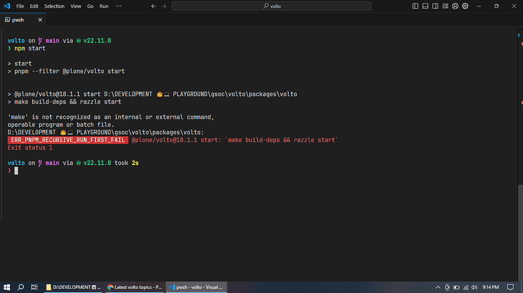 I can't run volto in local machine after installing the node_modules - volto - Plone Community